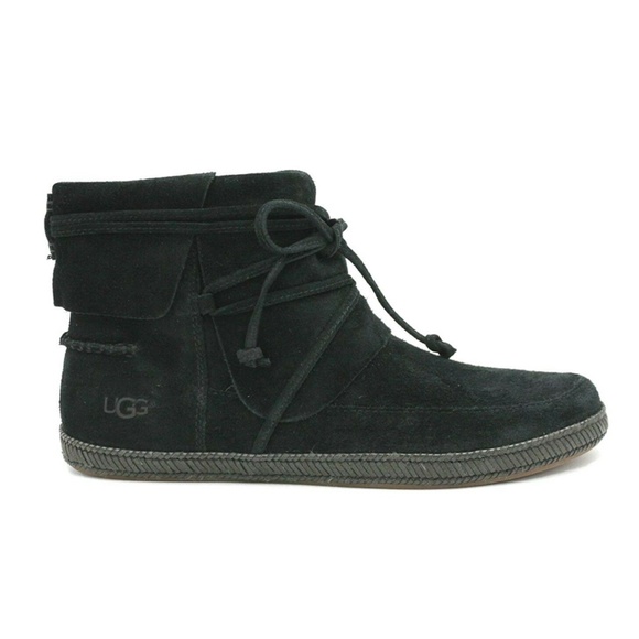 UGG | Shoes | Ugg Reid Womens Soft Suede Leather Moccasin Bootie Black ...